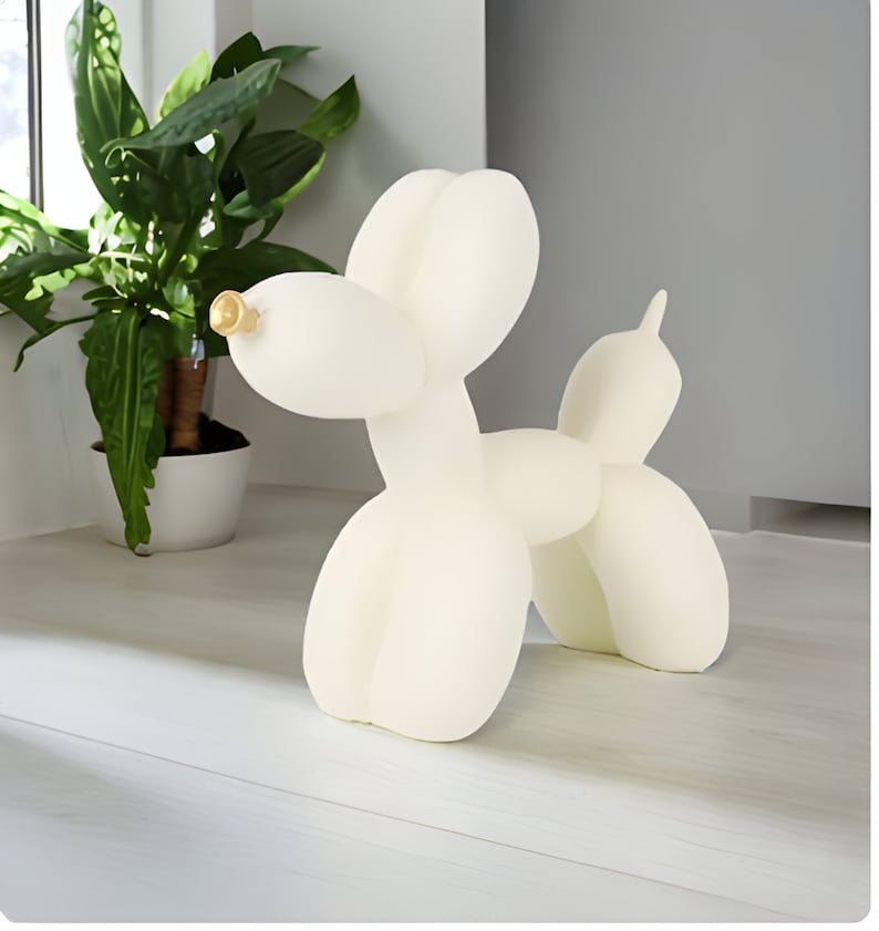 Black and White Resin Balloon Dog Desk Sculptures, Desk Décor, Matte ...