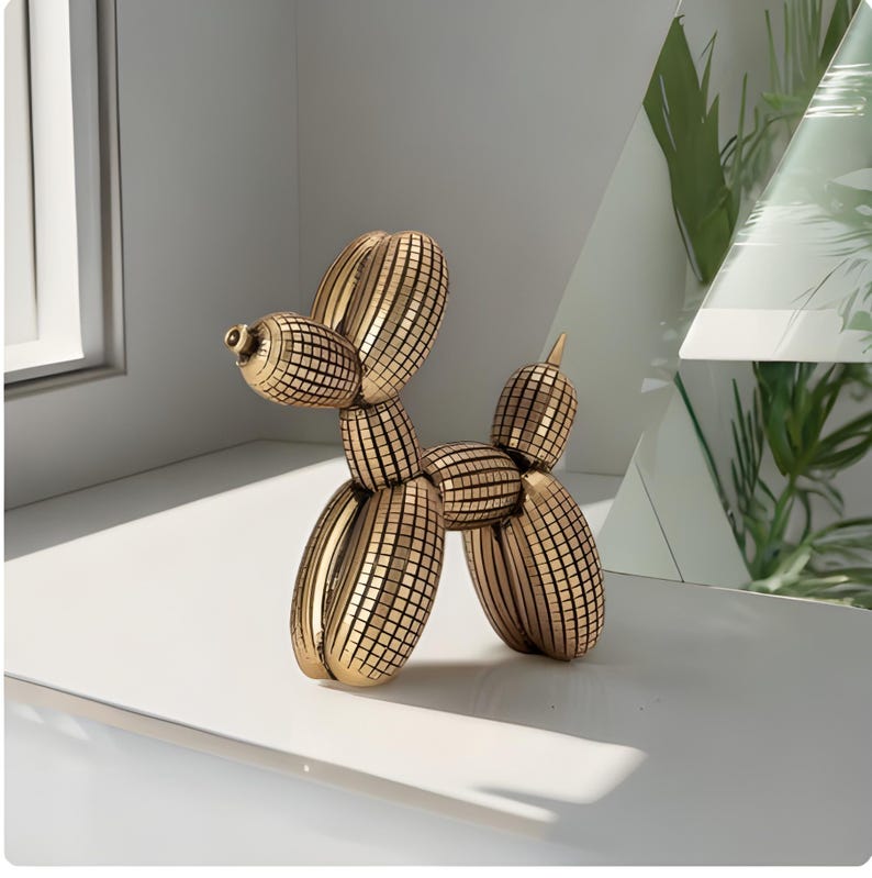 White Disco Ball Resin Balloon Dog Sculpture, Metallic Desk Décor, Dog ...