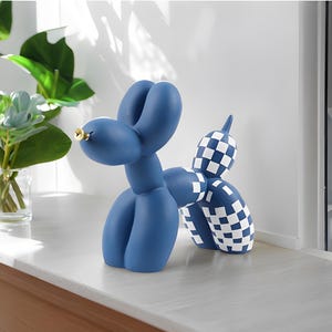 Pink and Black Resin Balloon Dog Desk Sculptures, Desk Décor, Matte ...