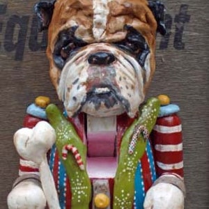 Folk Art Nutcracker Dog Doll English Bulldog Ooak Folk Art Vintage ...
