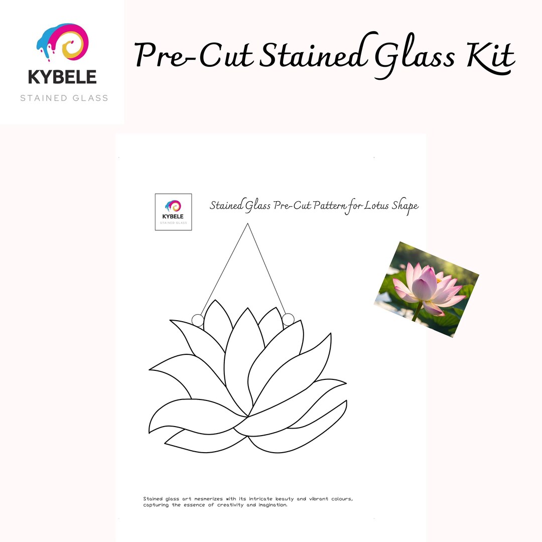 Diy Stained Glass Kit Lotus Pattern Suncatcher Glass Craft Hobby 8498