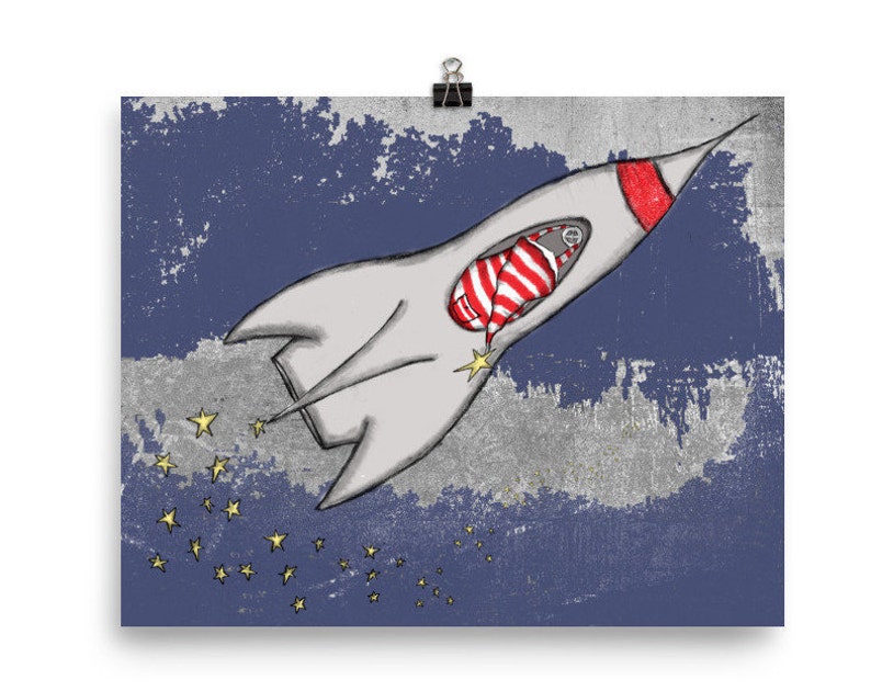Space Art Print Rocket Themed Nursery Art Print Boy Nursery Playroom ...