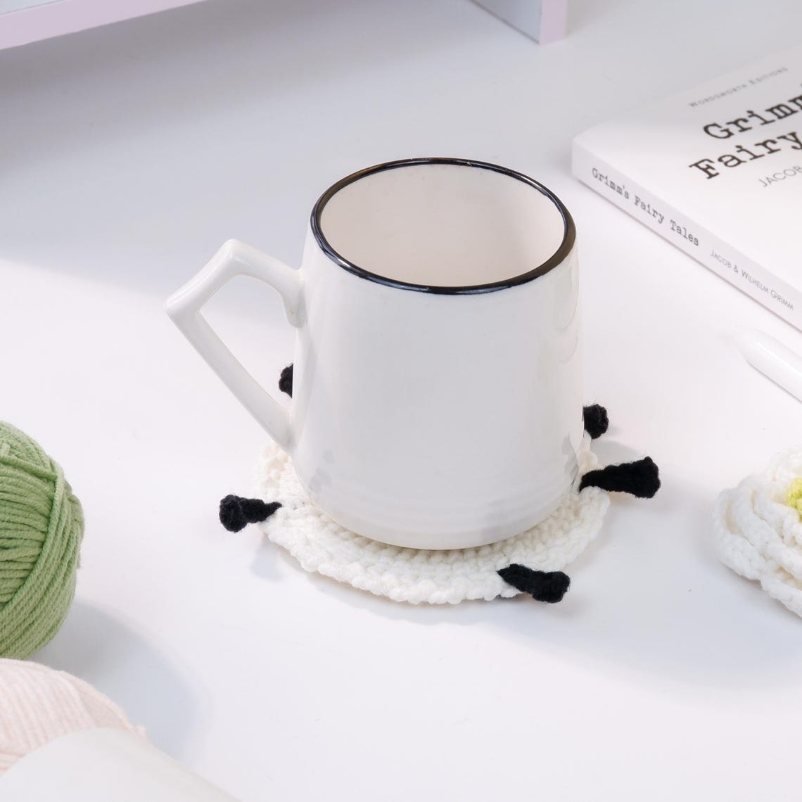 No Sew Crochet Sheep Coaster for Beginner, Easy Crochet Cute Coaster ...