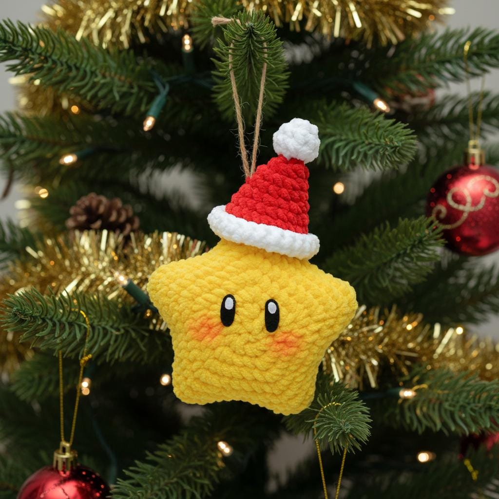 Christmas Star Crochet PDF Pattern - No Sew Crochet Star Ornament Plush ...
