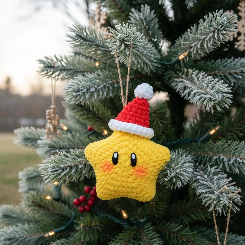 Christmas Star Crochet PDF Pattern - No Sew Crochet Star Ornament Plush ...