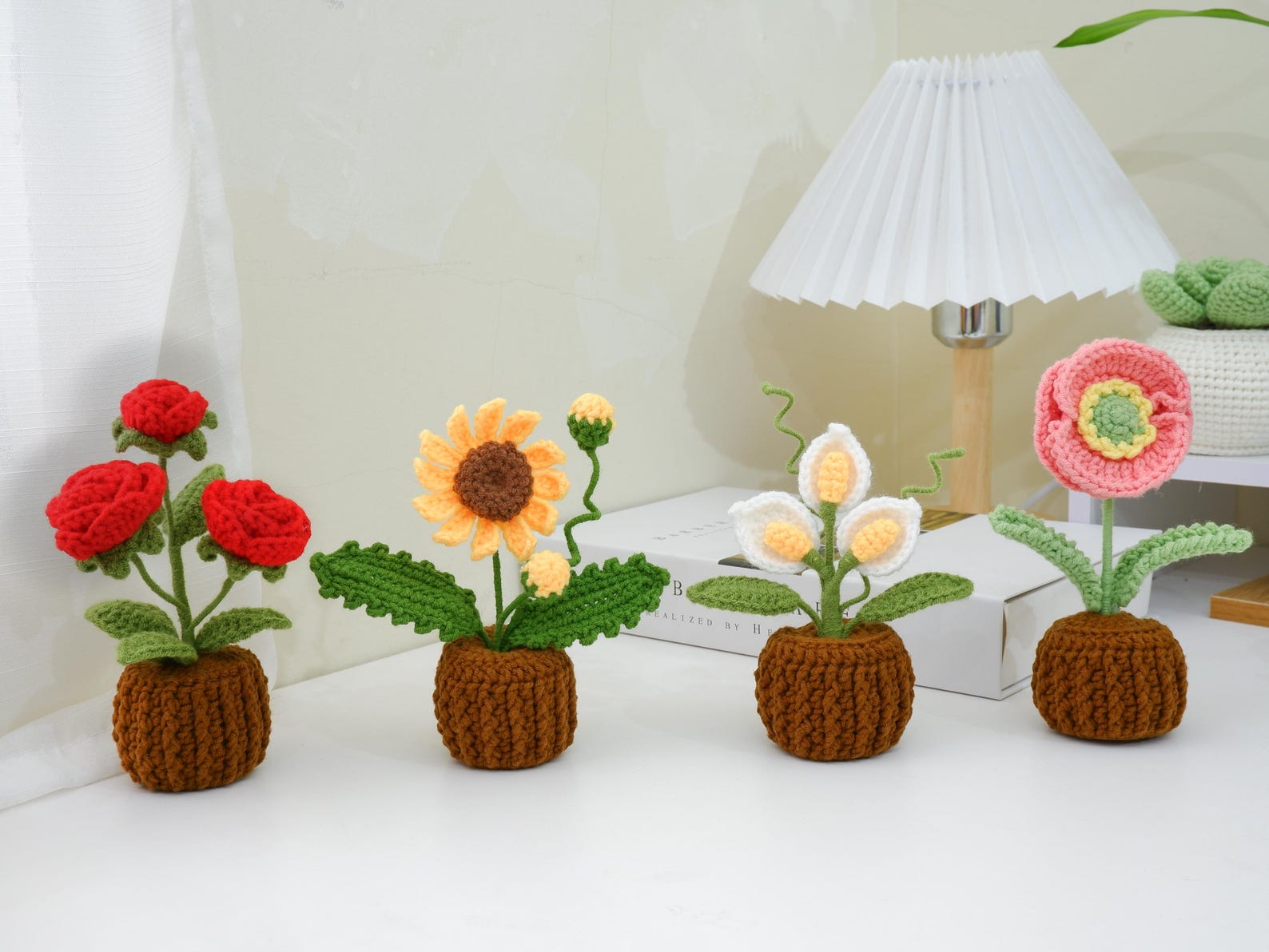 Bundle 4 Mini Flower Pots Crochet PDF Pattern, Easy Crochet Small ...