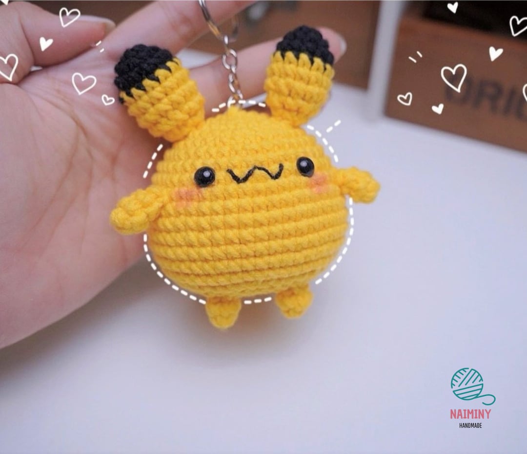 Pika Pika Crochet Pattern | Pika.chu Crochet Pattern | Mini Pika.chu Amigurumi Keychain ...