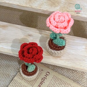 AMIGURUMI: Rose Crochet Pattern, Crochet Rose Pot, Rose Pattern, Flower ...