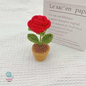 AMIGURUMI: Rose Crochet Pattern, Crochet Rose Pot, Rose Pattern, Flower ...