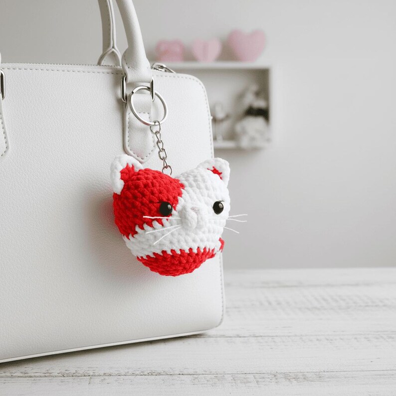 Crochet Heart Cat PDF Pattern - Low Sew Cat Plushie With Heart - Cute ...