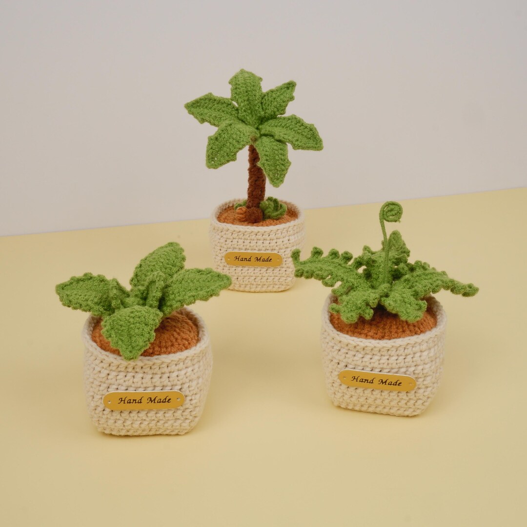 Crochet Plant Pots PDF Pattern - Bundle 3in1 Desktop Plant Pots - Fern ...