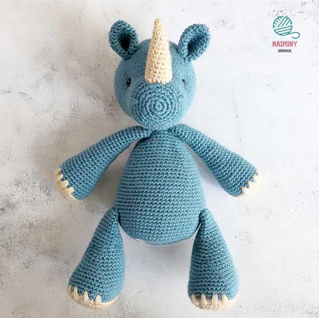 Crochet Rhino Plush Pattern PDF, Cute Stuffed Animals Crochet ...