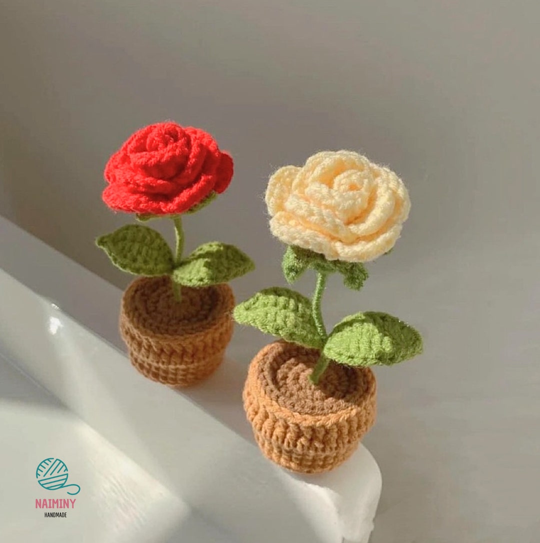 AMIGURUMI: Rose Crochet Pattern, Crochet Rose Pot, Rose Pattern, Flower ...