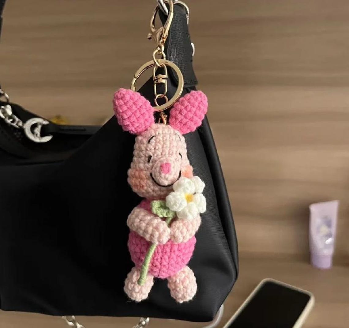 Pink Piglet Crochet Keychain Crochet Pattern, Amigurumi Piglet English ...
