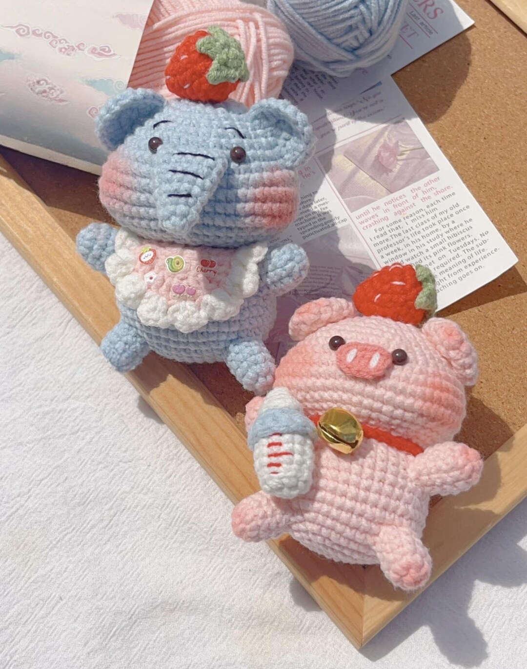 Piglet & Elephant Mini Keychain Crochet Pattern, Amigurumi Cute Piglet ...