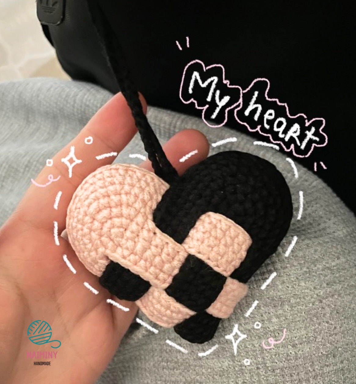 AMIGURUMI: Crochet Heart Keychain Pattern, Stuffed Heart Keychain, Easy ...