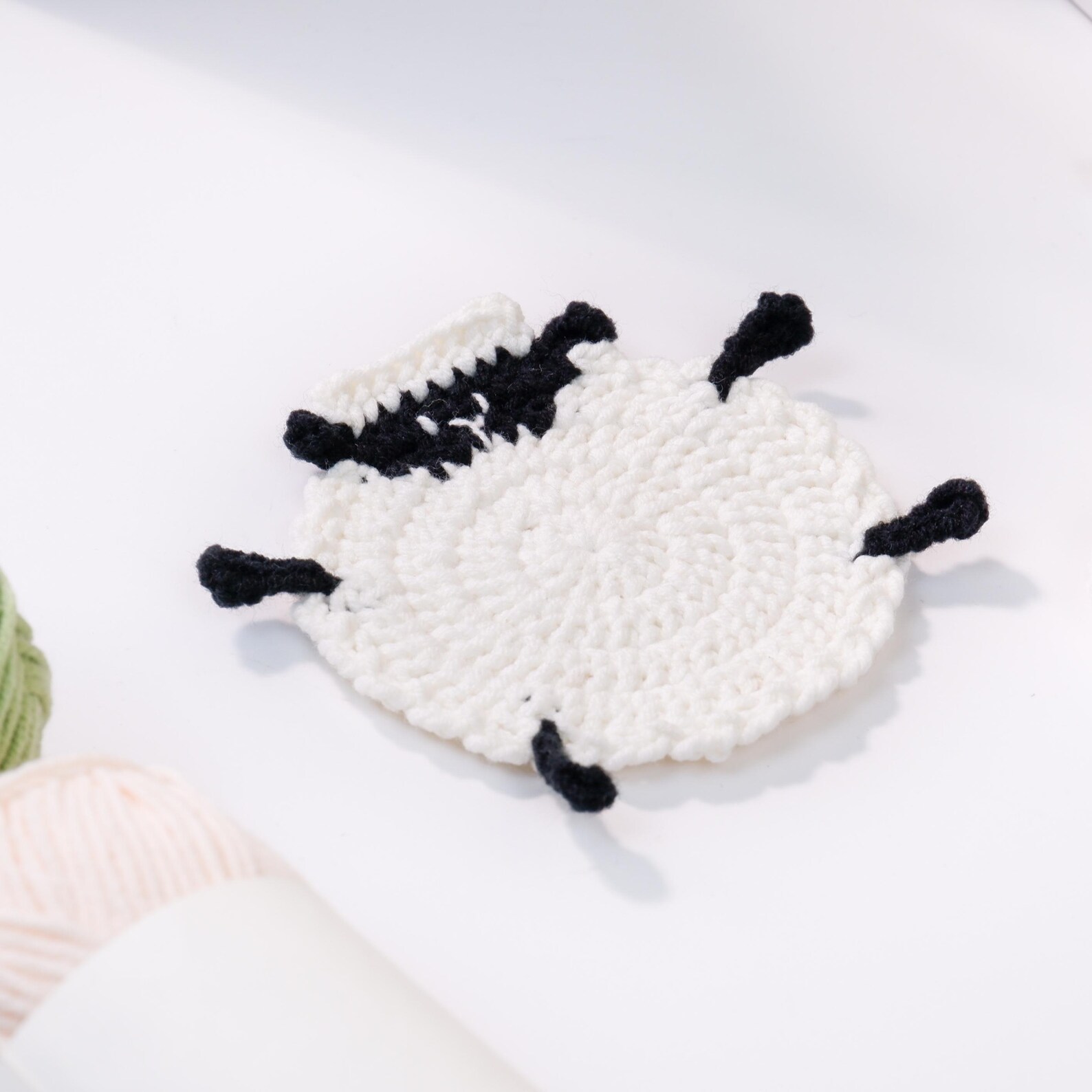 No Sew Crochet Sheep Coaster for Beginner, Easy Crochet Cute Coaster ...