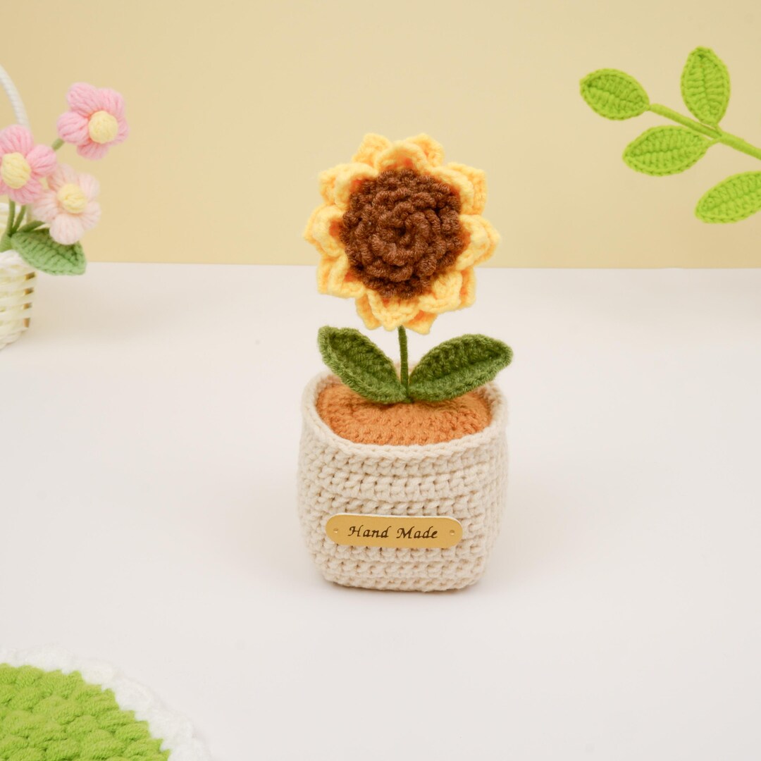 Sunflower Mini Pot Crochet PDF Pattern, Crochet Sunflower Pot ...