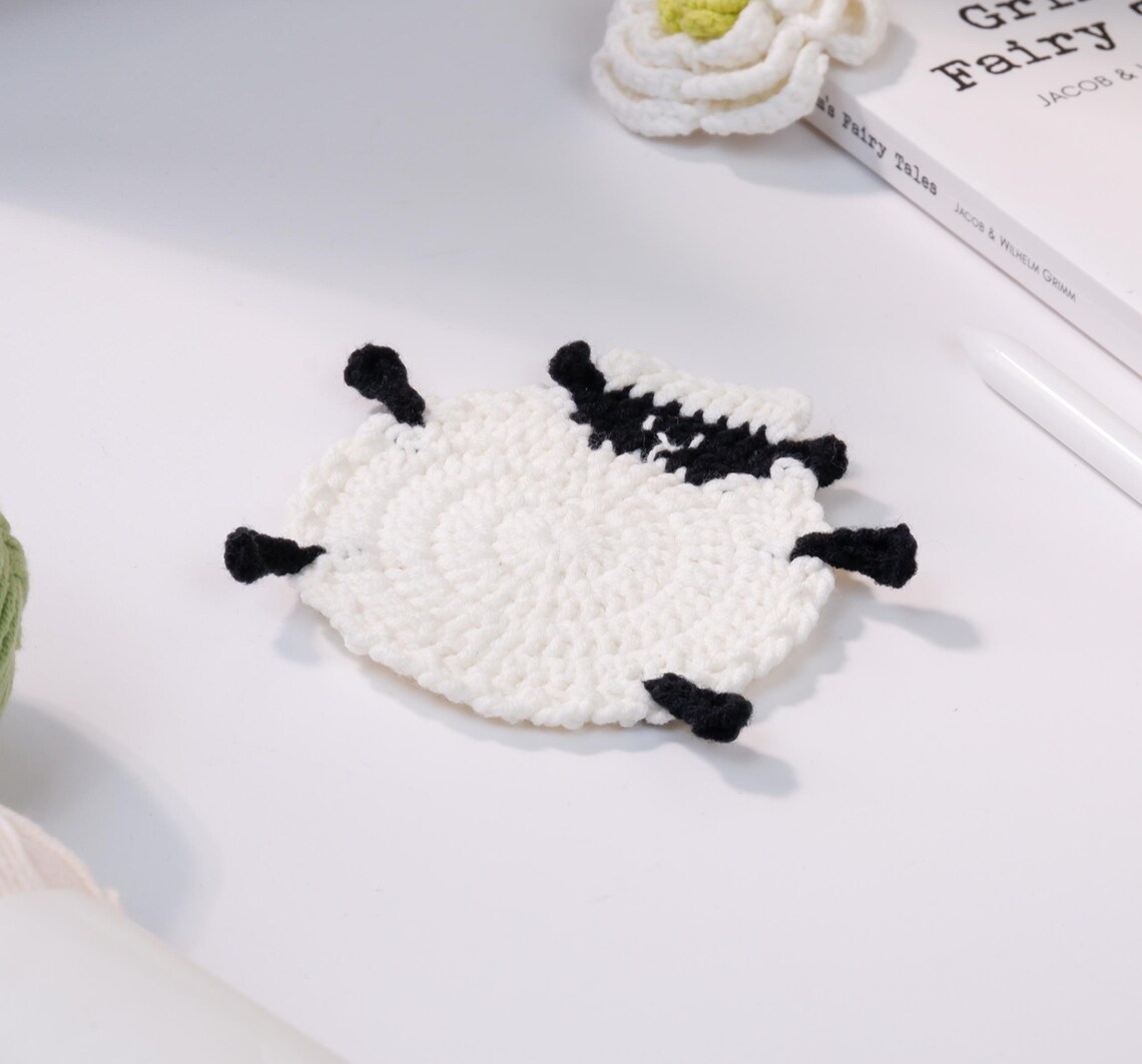No Sew Crochet Sheep Coaster for Beginner, Easy Crochet Cute Coaster ...