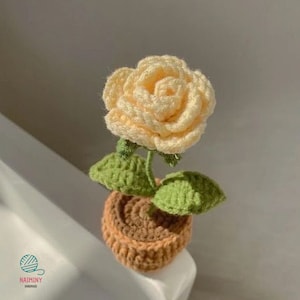 AMIGURUMI: Rose Crochet Pattern, Crochet Rose Pot, Rose Pattern, Flower ...