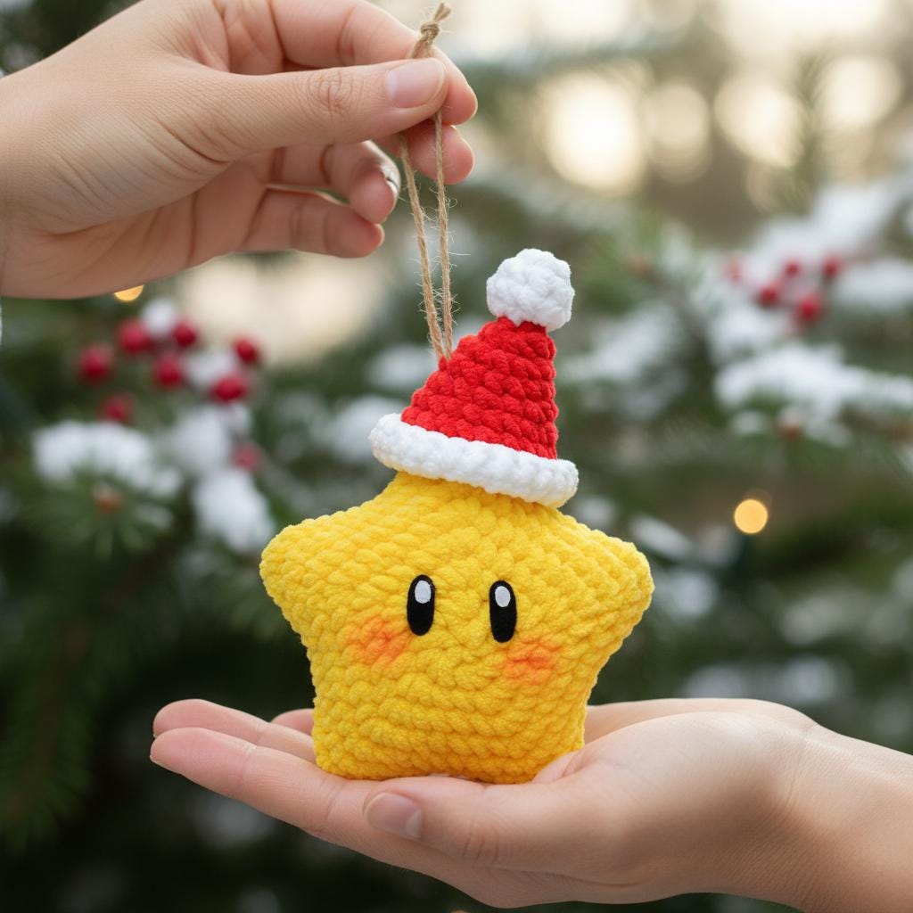 Christmas Star Crochet PDF Pattern - No Sew Crochet Star Ornament Plush ...