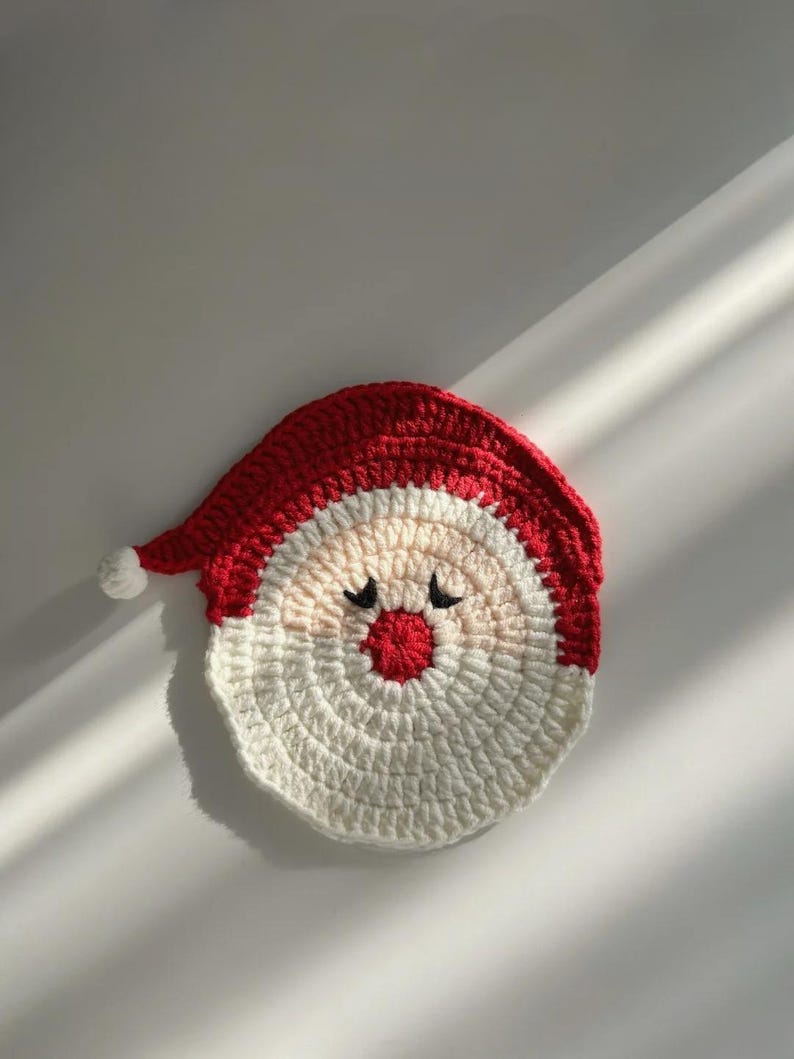 Crochet Santa Coaster PDF Pattern - Step by Step Crochet Christmas ...