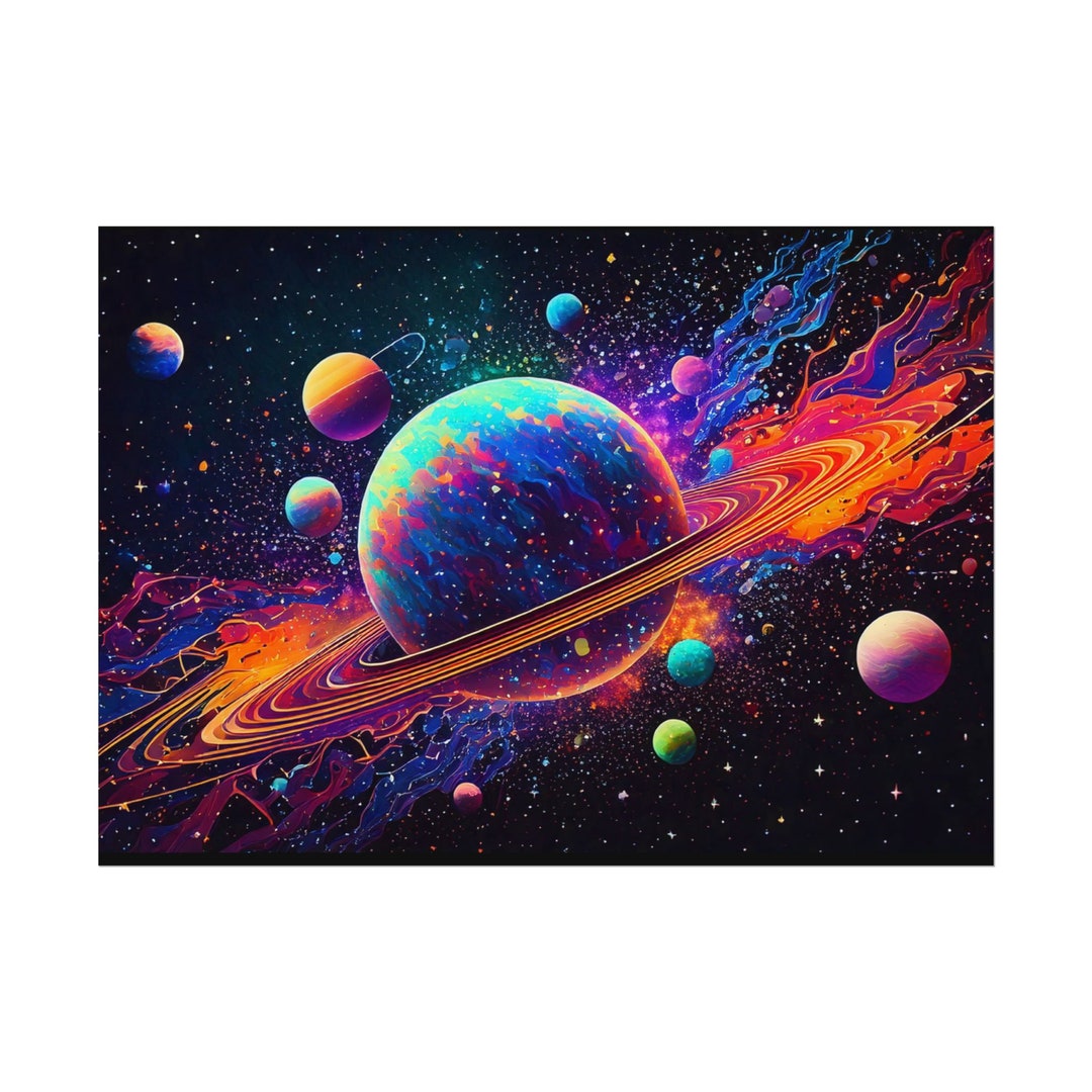 Galactic Rolled Posters, Dystopian Space Art, Colorful Nebula Planet ...