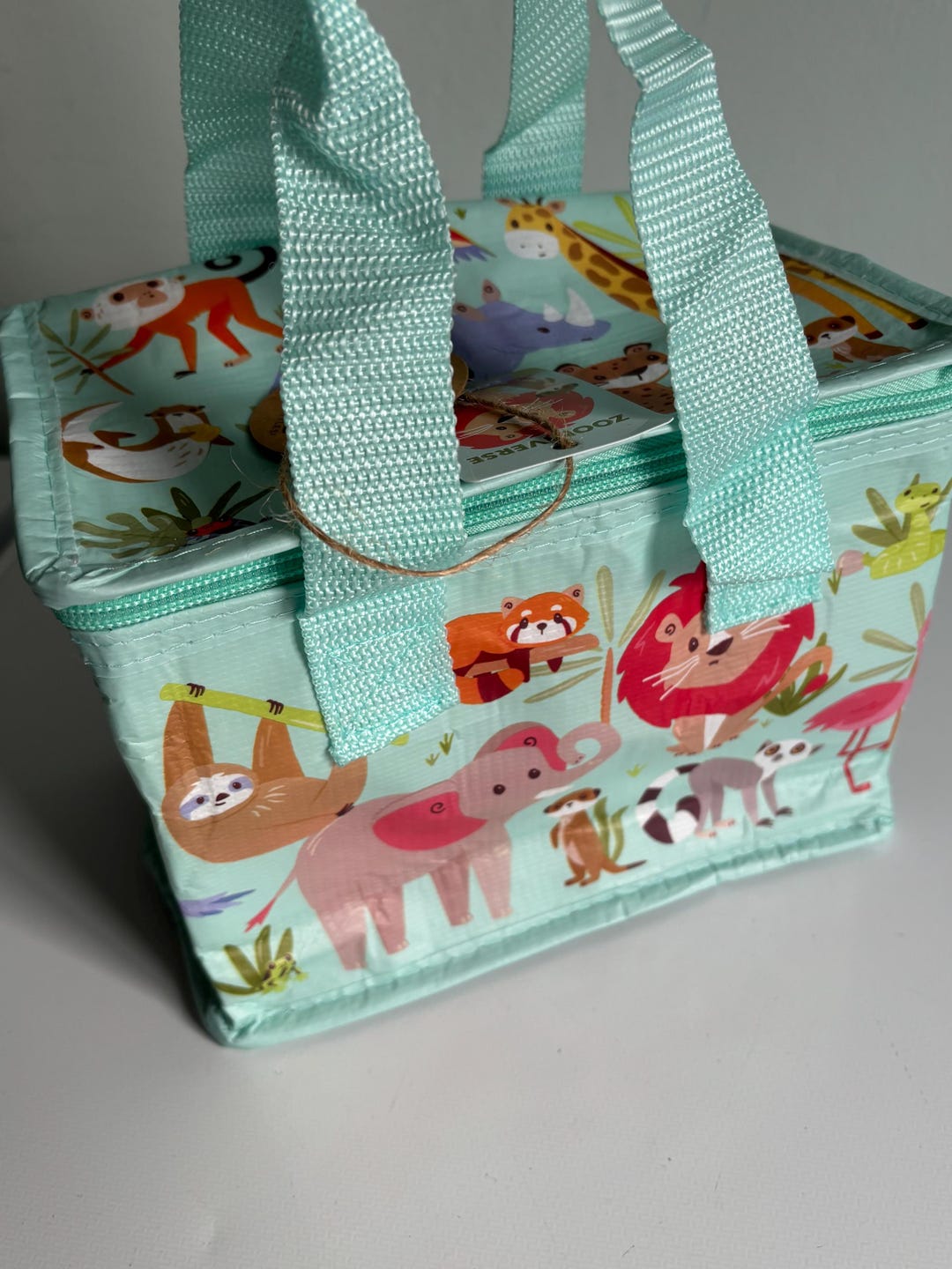 Zoo Animals Lunch Bag Kids – Blue Insulated Lunchbox, Cute Animal Print ...