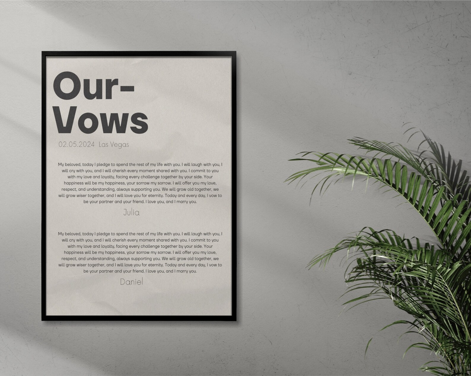 Modern and Classic Printable Wedding Vows Wall Art, Customizable His ...