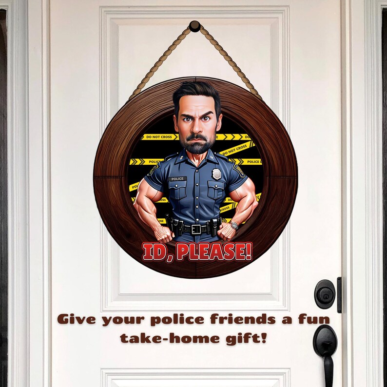 Custom Police Officer Cartoon Door Sign, Caricature From Photo, Gift ...