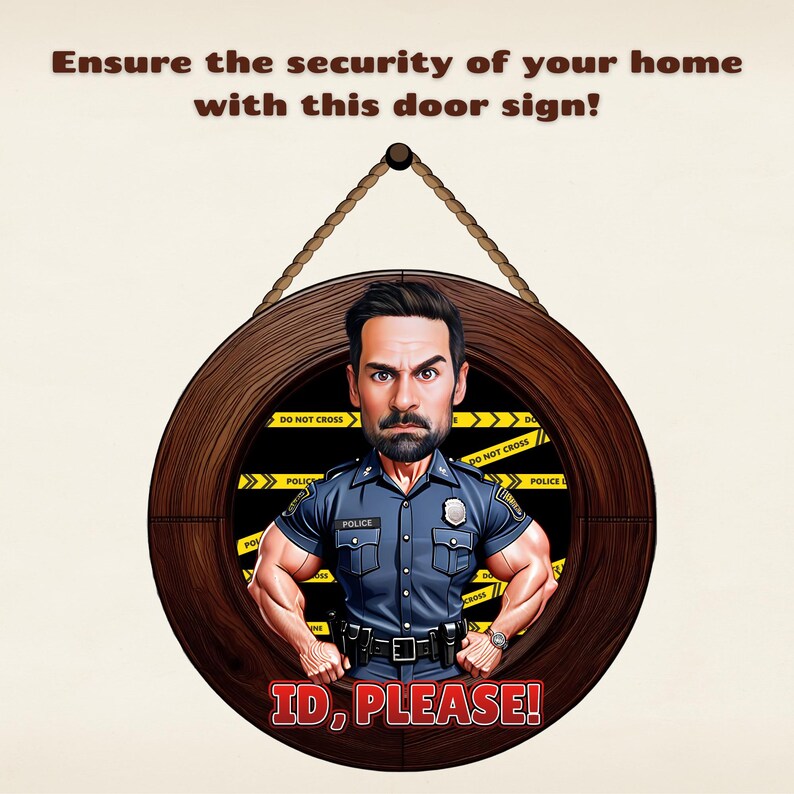 Custom Police Officer Cartoon Door Sign, Caricature From Photo, Gift ...
