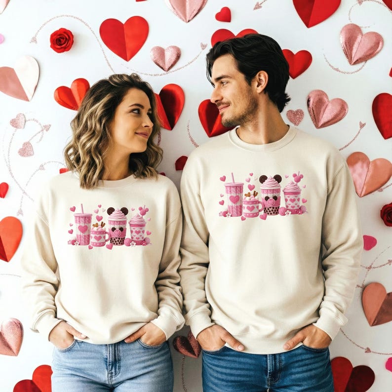 Latch Hook Coffee Latte Drink Cup Sweatshirt, Mouse and Friends Sweater ...