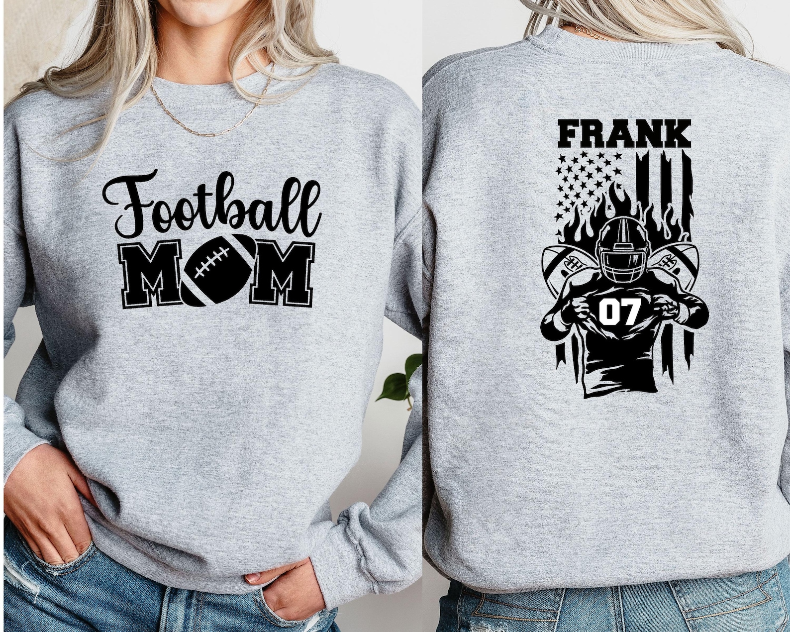 Custom Football Mom Sweatshirt, Personalized Football Mom Sweater ...