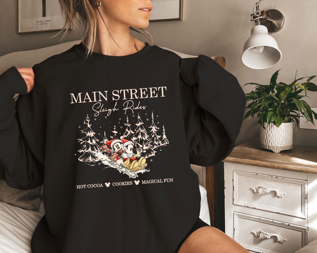 Retro Mickey Minnie Main Street Sleigh Rides Sweatshirts, Disney ...