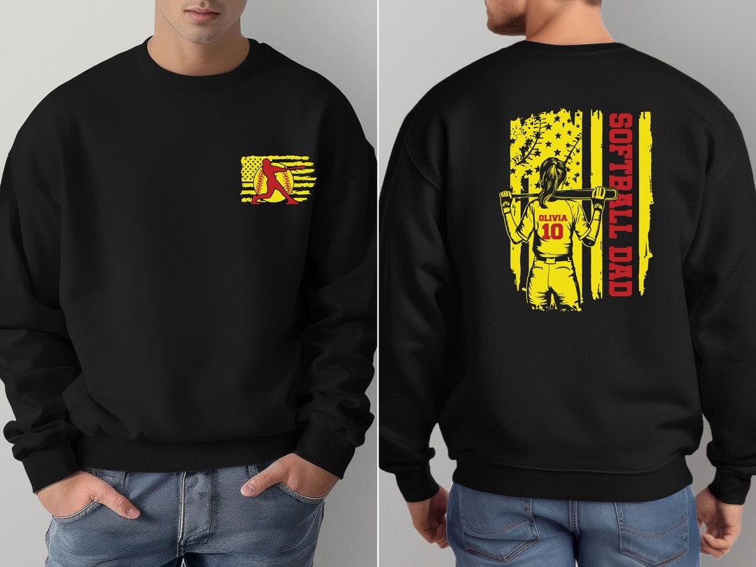 Softball Dad Sweatshirt, Custom Name and Number Softball Hoodie, Father ...