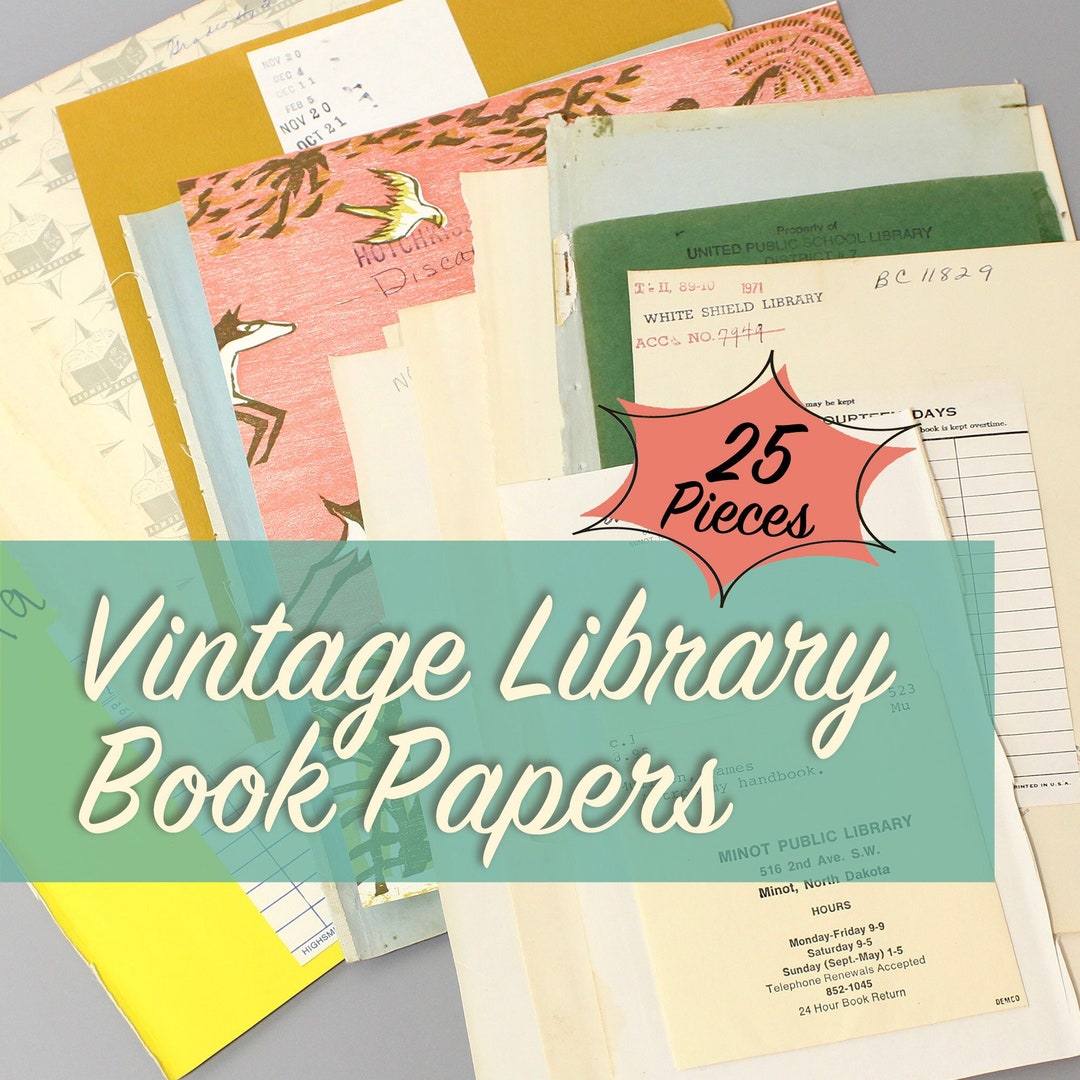 Vintage Library Ephemera, 25 Piece Pack, Random Variety of Pages Pulled ...