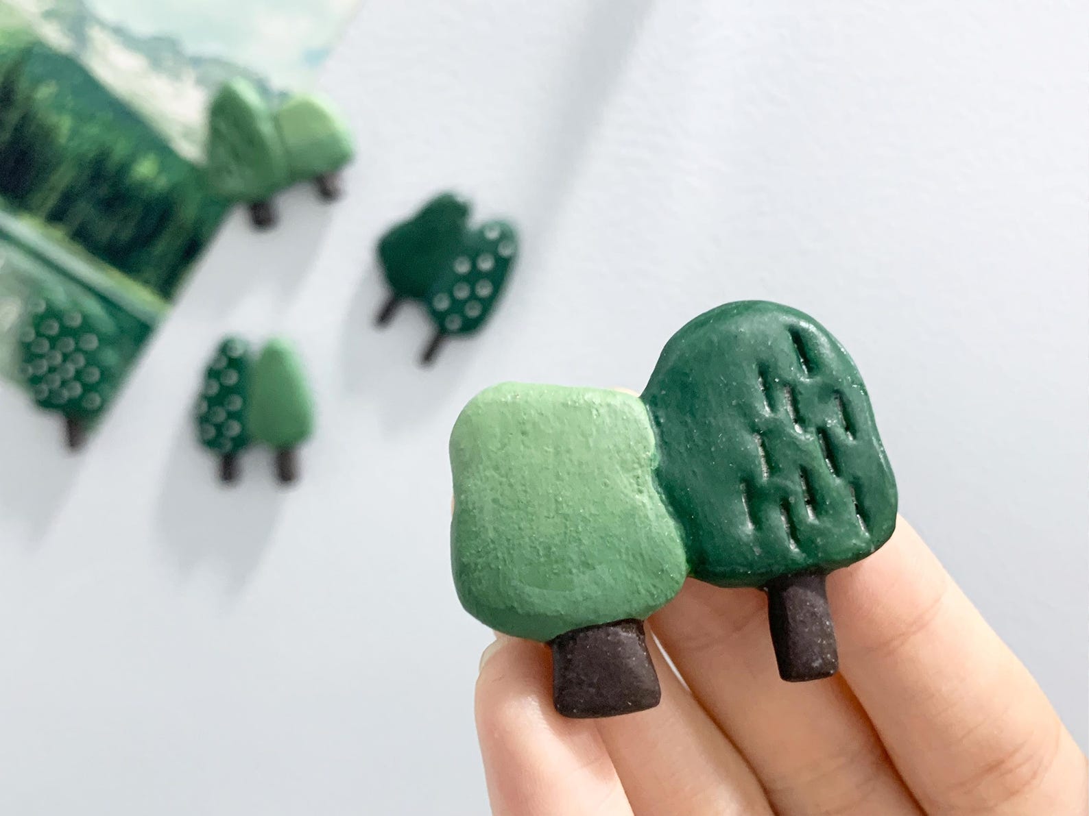 Green Mini Clay Refrigerator Magnet Kitchen Decor for Women, Cute Small ...