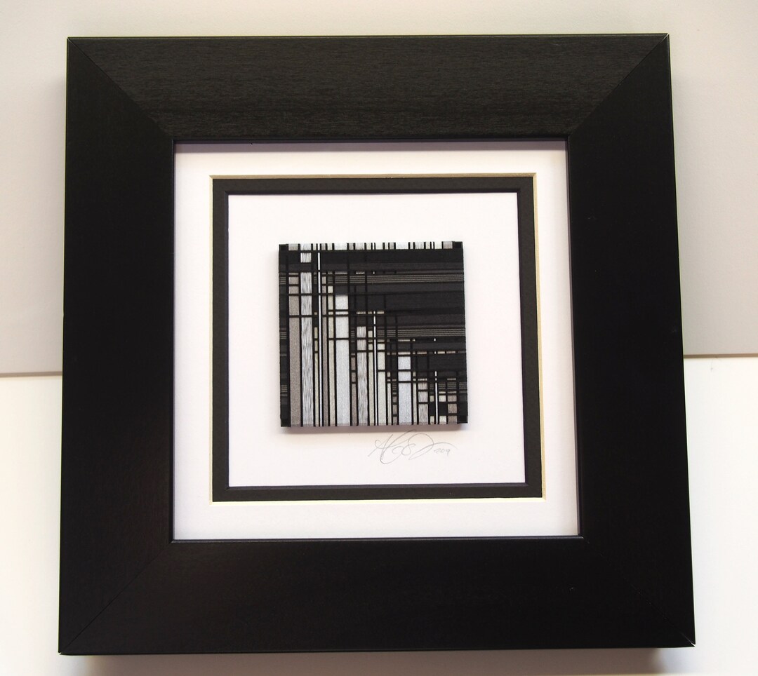 Framed Thread Wrapping With Black and White in a Black Craftsmen Frame ...