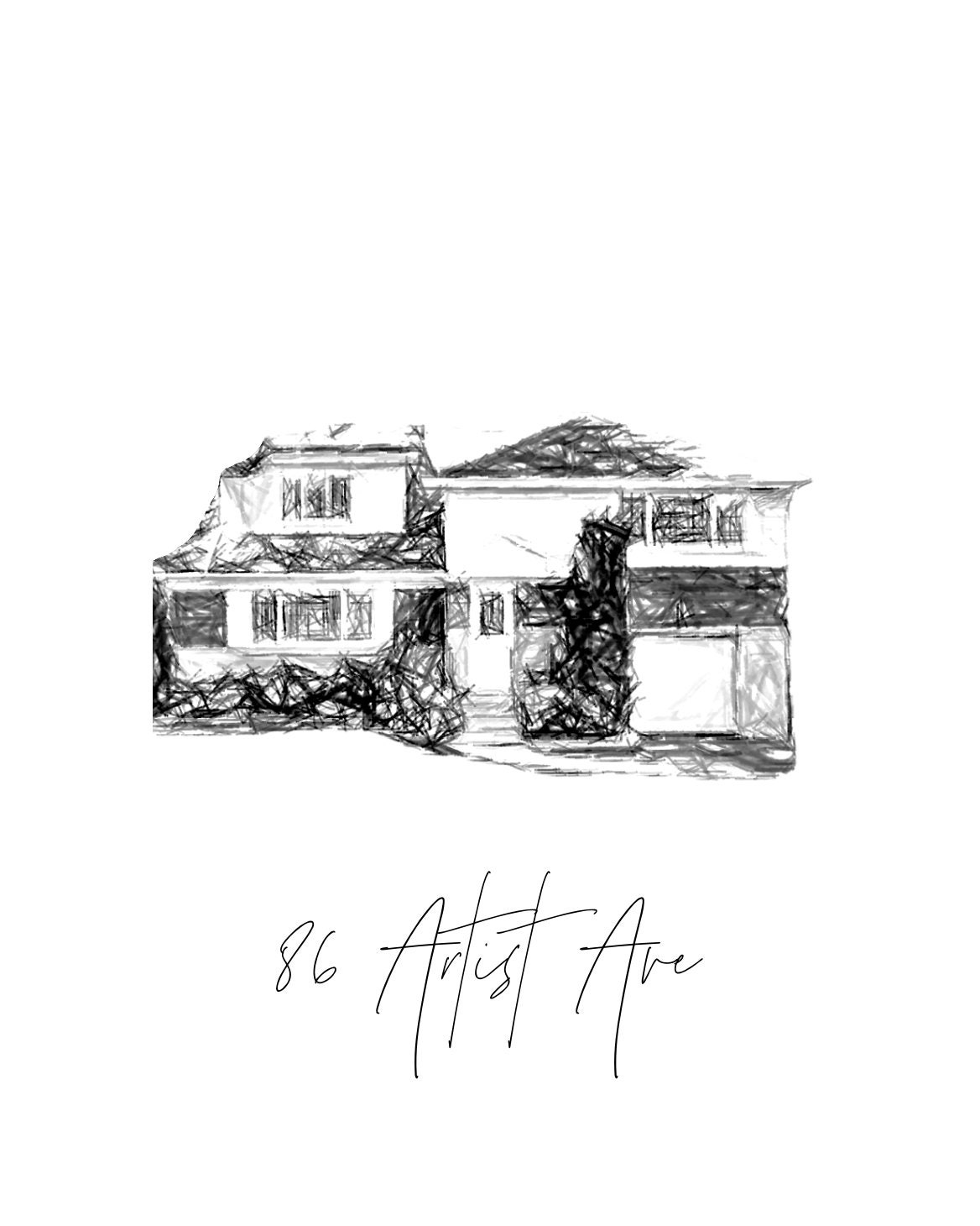 CUSTOM House Sketch | Pencil Drawing of Home | Hose Art | House Drawing ...