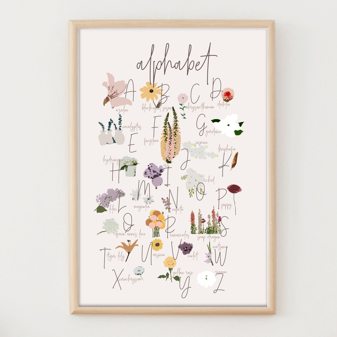 Botanical Alphabet Poster | Flower Alphabet Poster | Flower Abcs ...