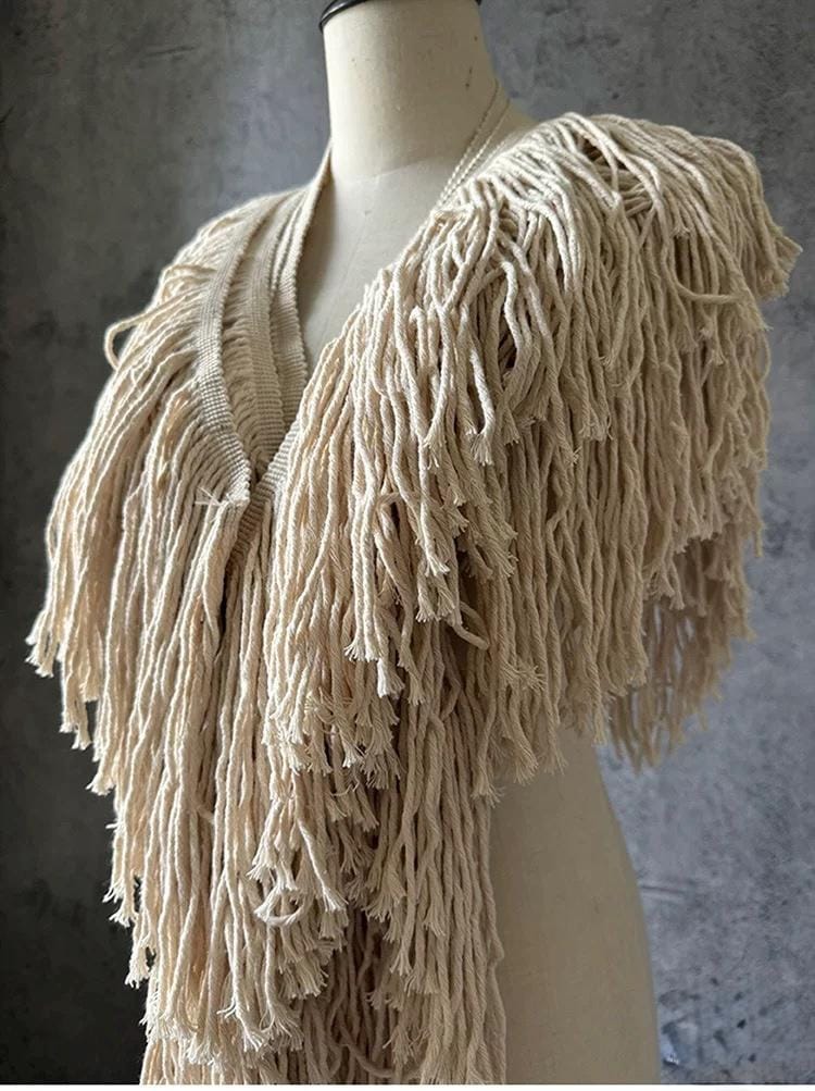 100% Cotton Long Tassel Fringe 20cm Wide - Milk Tea Color - Designer ...