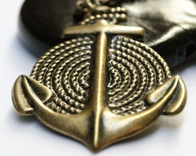 Nautical Rope and Anchor Brass Necklace - Etsy