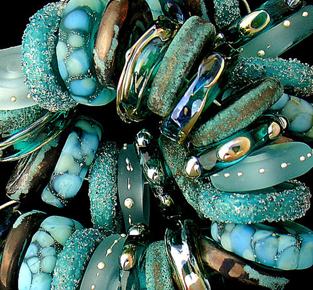 Teal Glass Beads Jewelry Making, Aqua Lampwork Beads Jewelry Set ...