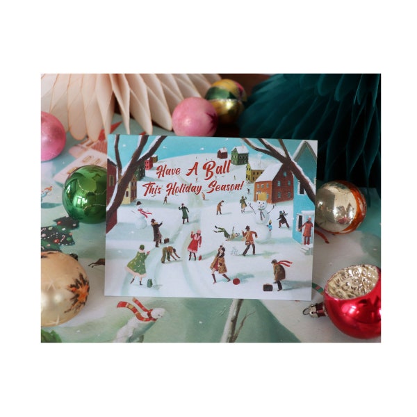 Snowball Fight Card - Etsy