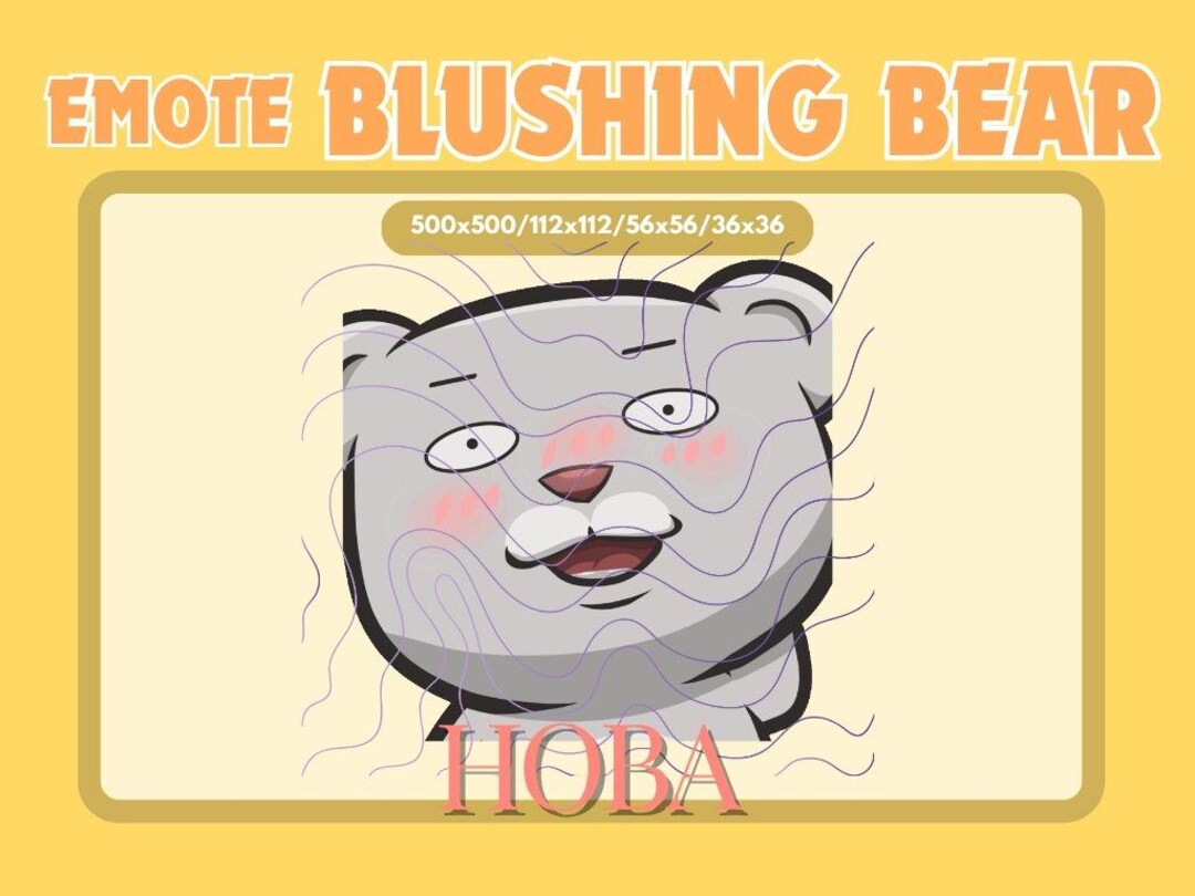 Animated GRAY BLUSHING Bear Emote: Twitch, Discord, Youtube (digital ...