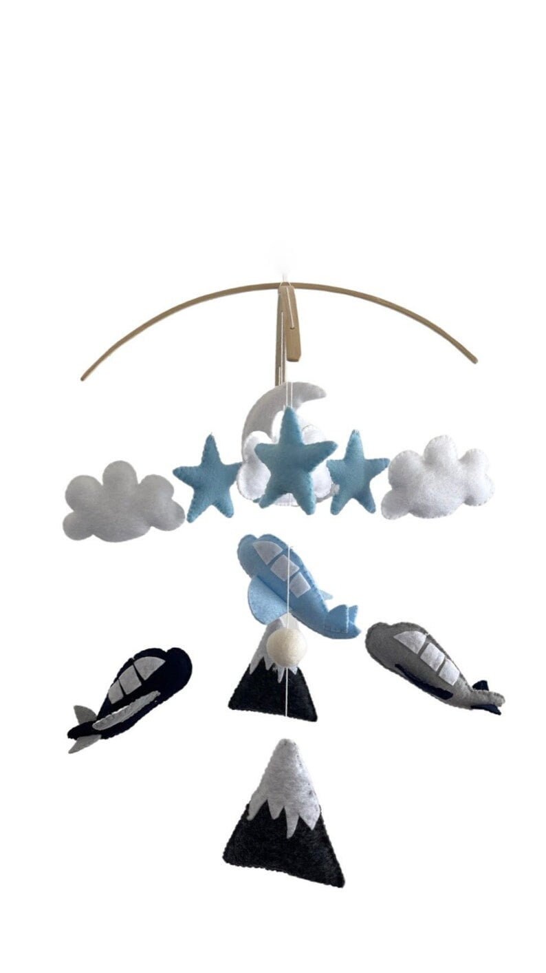 Airplane Crib Mobile, Clouds Nursery, Crib Bedding Decorations ...