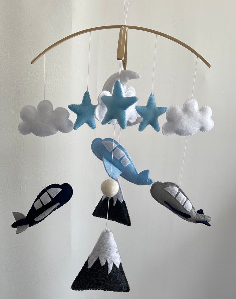 Airplane Crib Mobile, Clouds Nursery, Crib Bedding Decorations ...