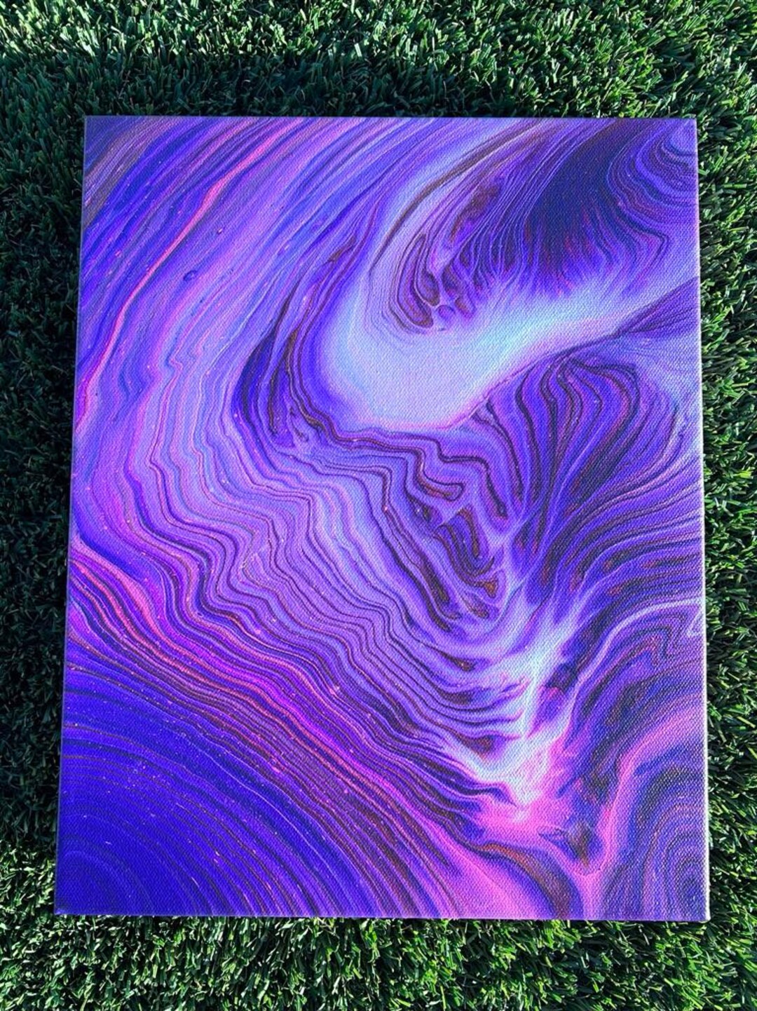 Purple Lightning is an Acrylic Art Pour Painting 12x12 Gallery Canvas ...