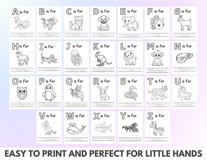 Classic Animal-themed ABC Coloring and Letter Tracing Pages | Coloring ...