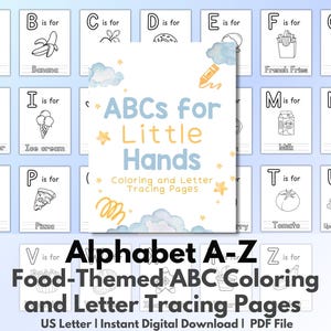 Kids ABC Coloring and Letter Tracing - Food Theme | ABC Coloring Book ...